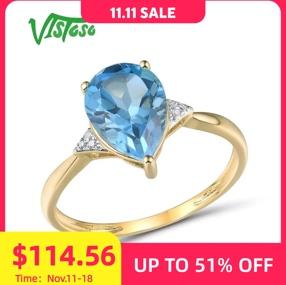 VISTOSO-Pure14K-585-Yellow-Gold-Ring-For-Women-Sparkling-Diamond-Limpid ...
