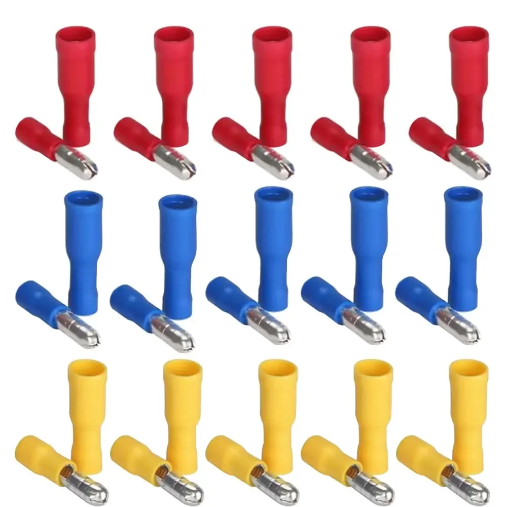50pcs Bullet Famle/Male Insulated Terminals Electrical Wiring Wire ...