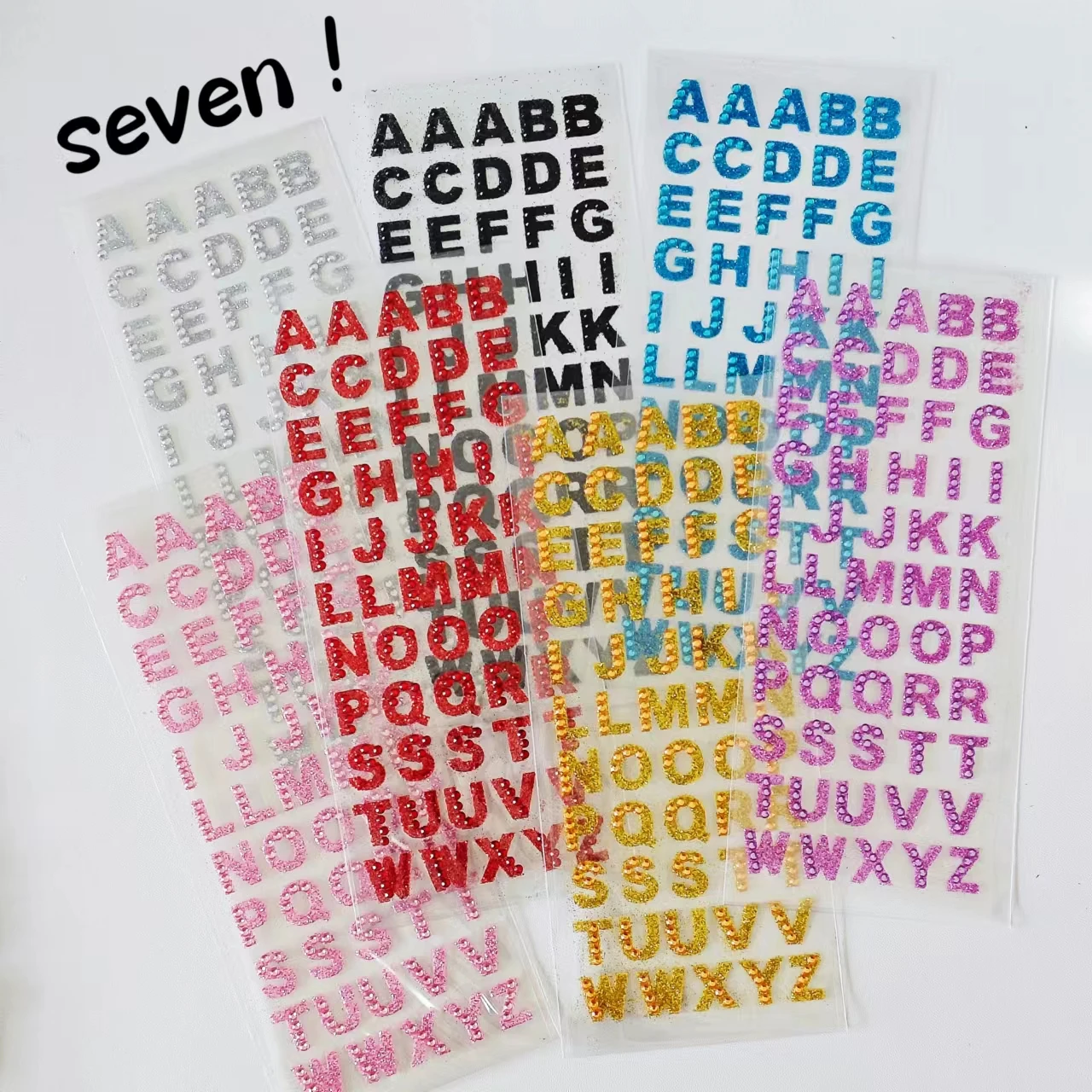 7 sheets of colorful English alphabet stickers candy children learning ...