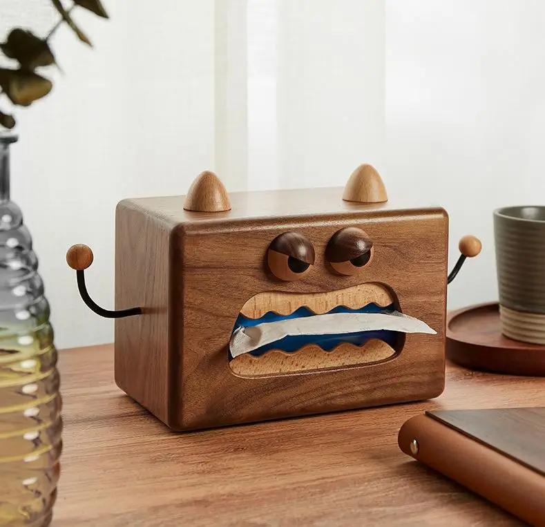 MUSOR Cartoon Little Monster Shape Tissue Box New High Quality Wooden ...