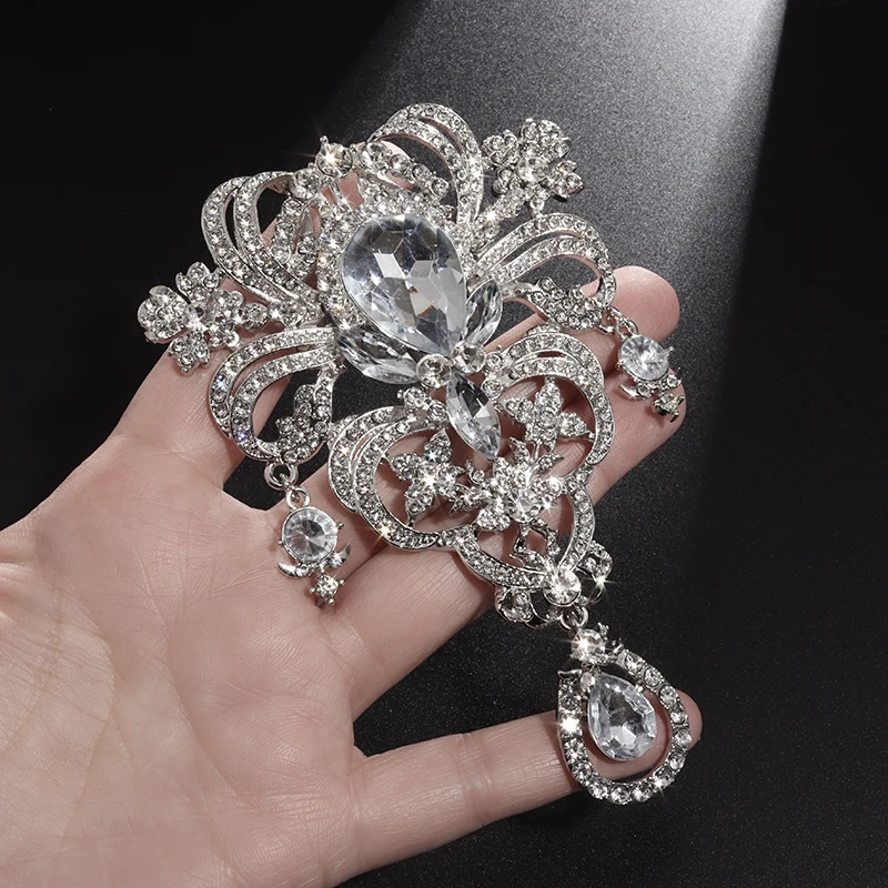 Elegant-and-Exquisite-White-Crystal-Water-Drop-Shiny-Zircon-Brooch-for ...