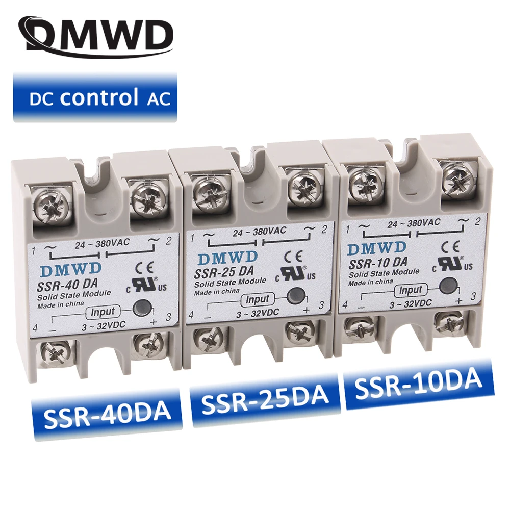 1PC Solid State Relay SSR 10DA SSR 25DA SSR 40DA 10A 25A 40A actually 3 32V DC TO 24 380V AC SSR ...
