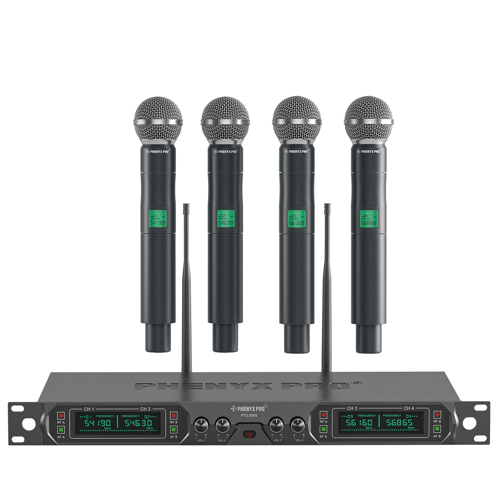 Phenyx Pro Wireless Microphone System Professional 4-Channel UHF ...