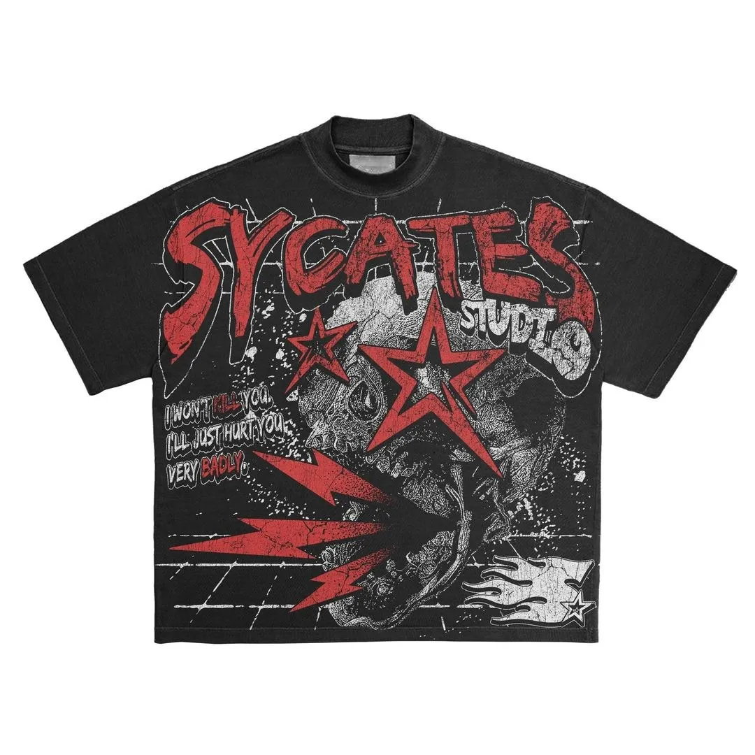 Y2k-Women-s-Clothing-Short-Sleeve-T-shirt-Round-Neck-Oversize-Print-Top ...