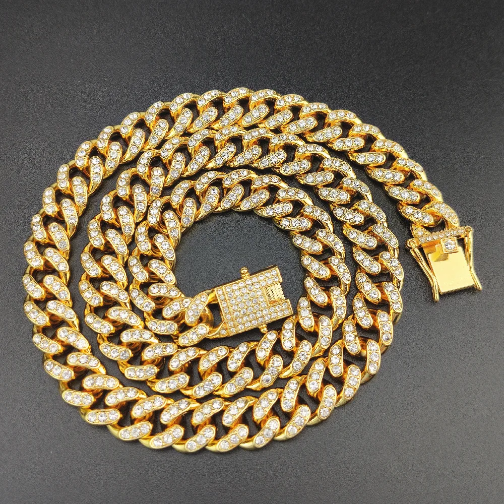 Novo-design-12mm-2-linha-strass-bling-bling-miami-cubano-link-corrente ...