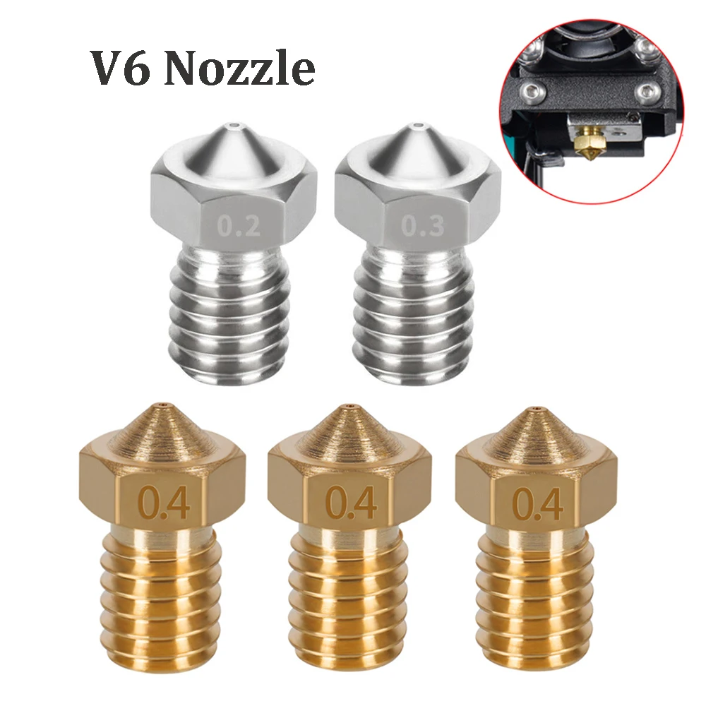 10pcs-All-Metal-E3D-V5-V6-Nozzle-M6-Thread-Brass-Stainless-Steel-V6 ...