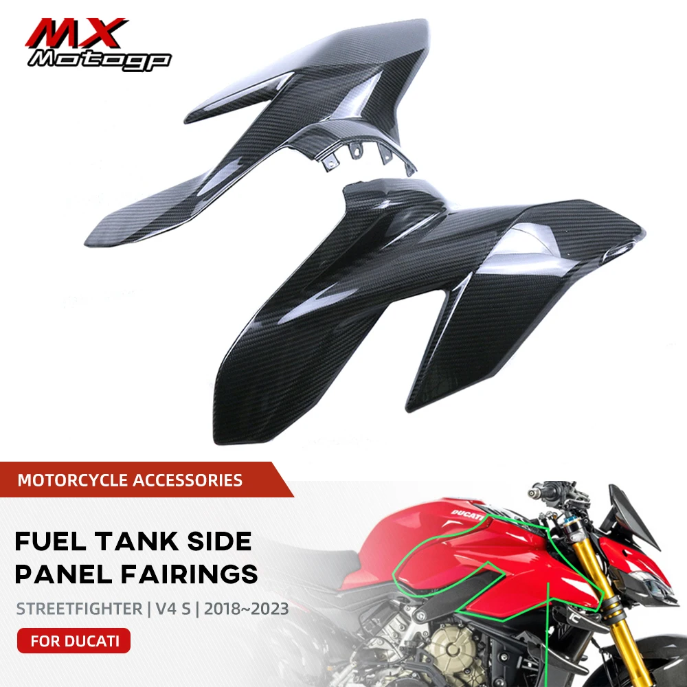 Real-Carbon-Fiber-Fuel-Tank-Side-Panels-Fairings-Kits-For-DUCATI ...