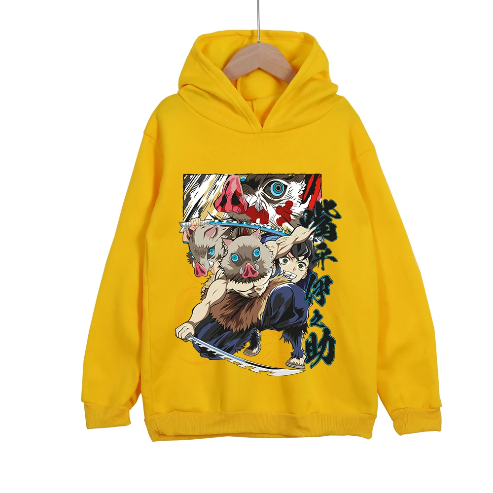 Childrens Cartoon Hoodie Demon Slayer Inosuke Graphic Cotton Pullover ...