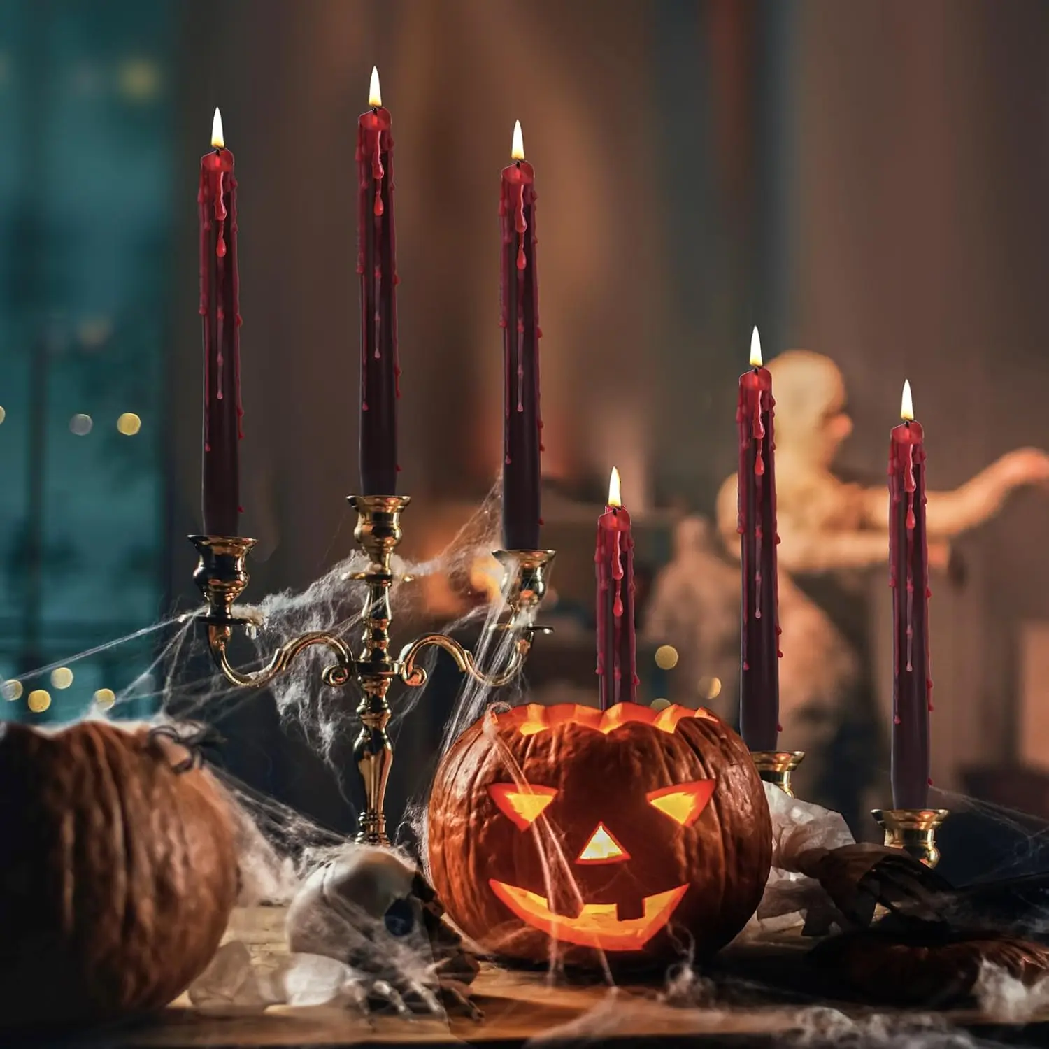 10-inch-Tall-Bleeding-Candles-Black-Tapered-Candlesticks-Spooky-Blood ...