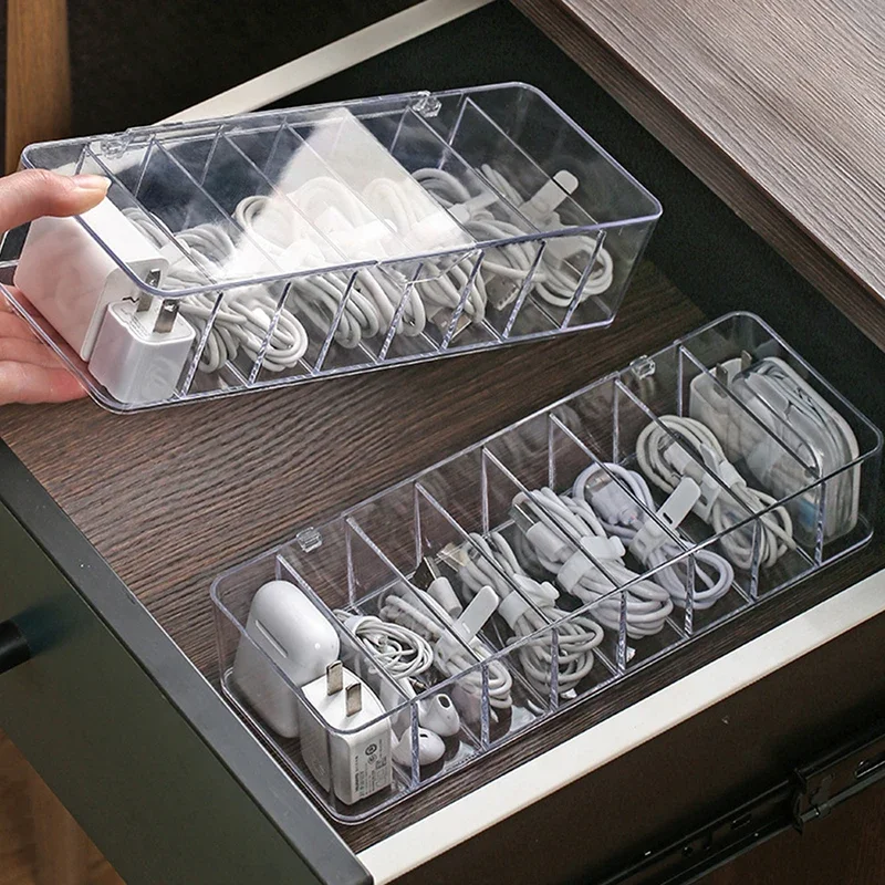 Data-Line-Box-Transparent-Plastic-Cable-Storage-Storage-Container-Desk ...