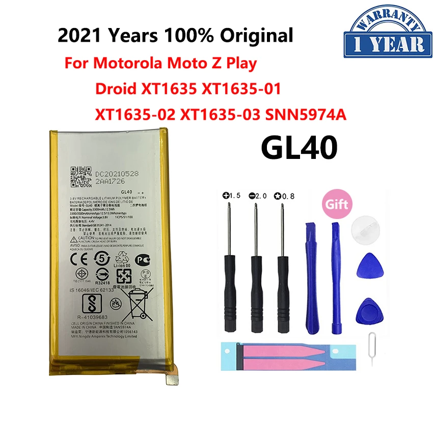 100% Original Battery Gl40 3510mah For Motorola Moto Z Play Zplay Droid ...