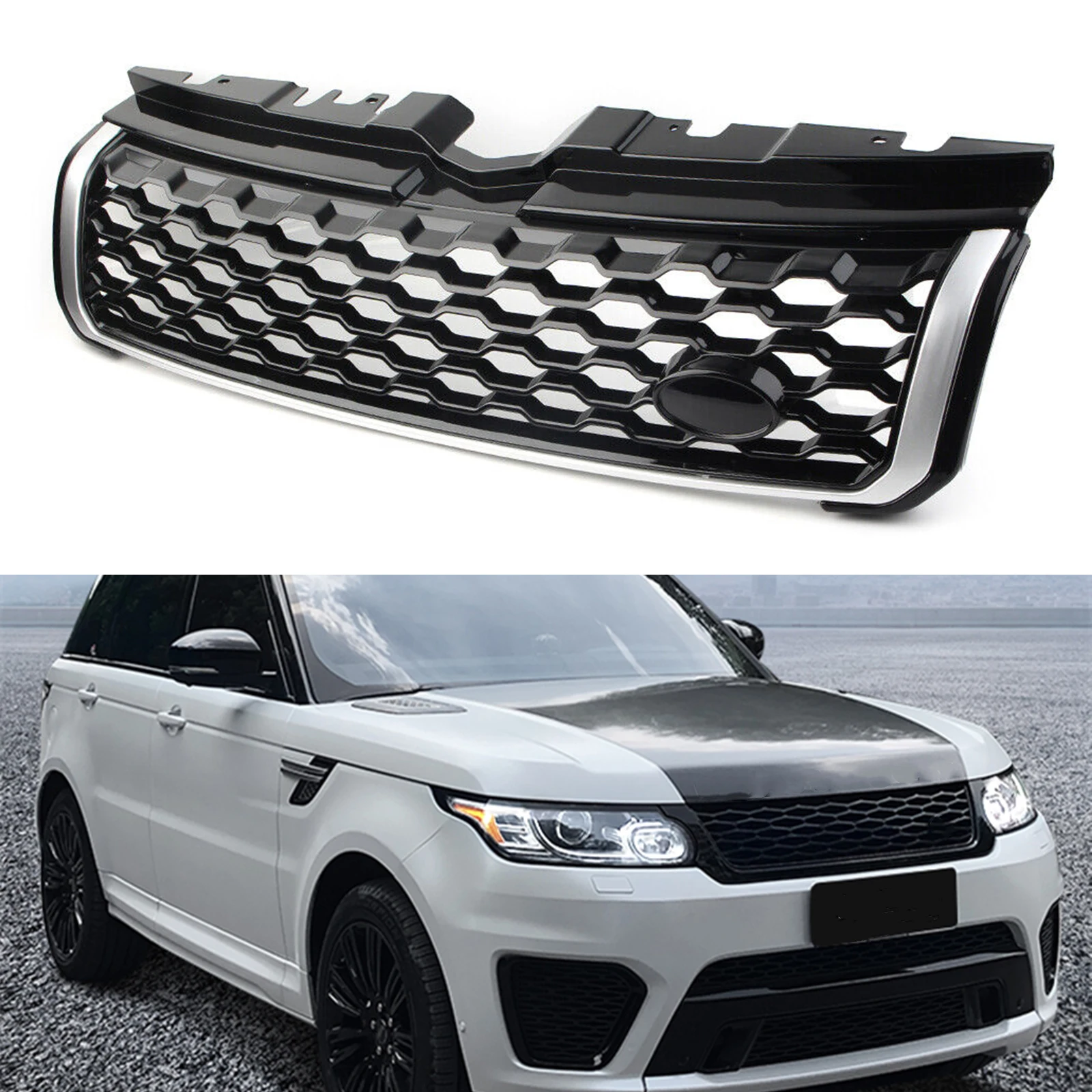 For Land Rover Range Rover Evoque 2012 2018 Racing Grills Black/Silver ...
