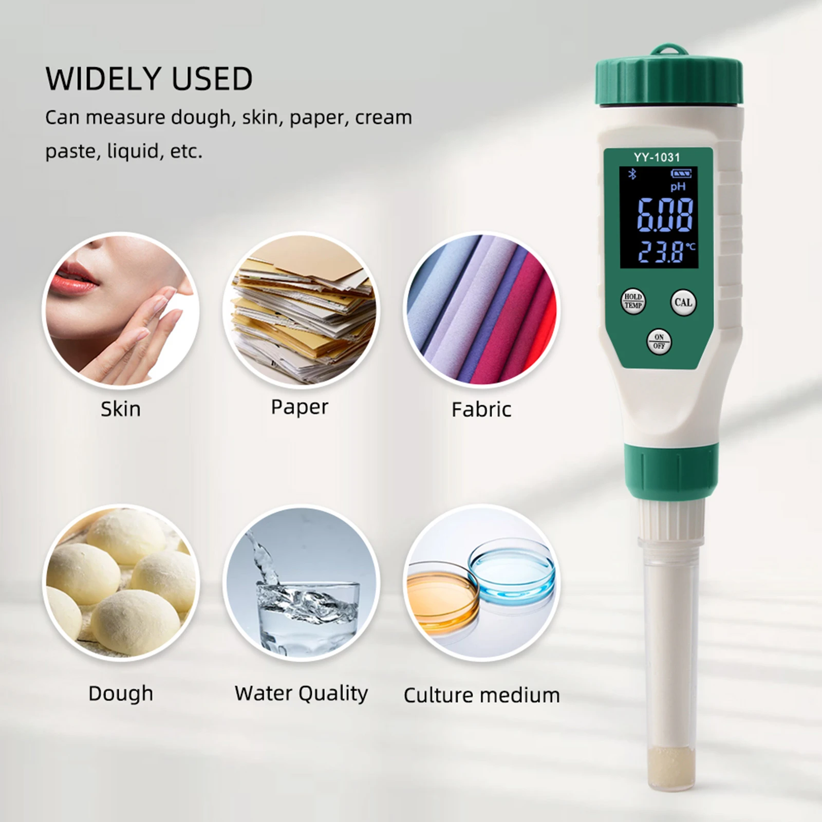 YY-1031 Water PH Meter Dough Skin Acid-base Test Tools Bluetooth LCD ...
