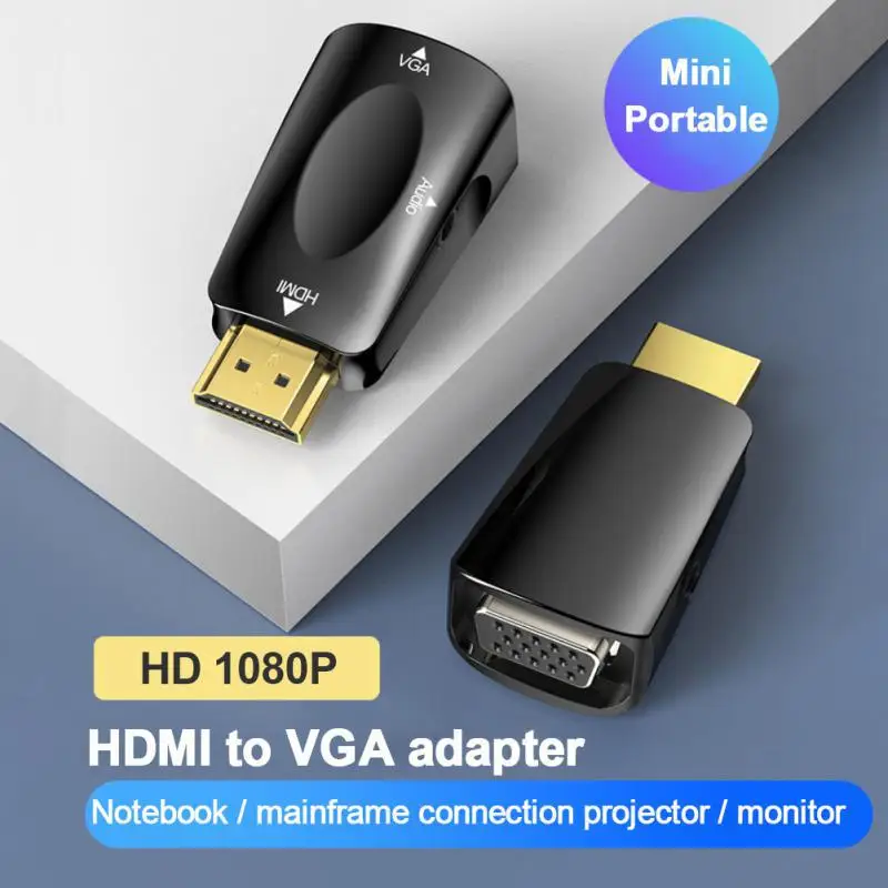 Adaptador HDMI a VGA con interfaz de Audio macho a hembra transmisión HD TV Set Top Box conector ...