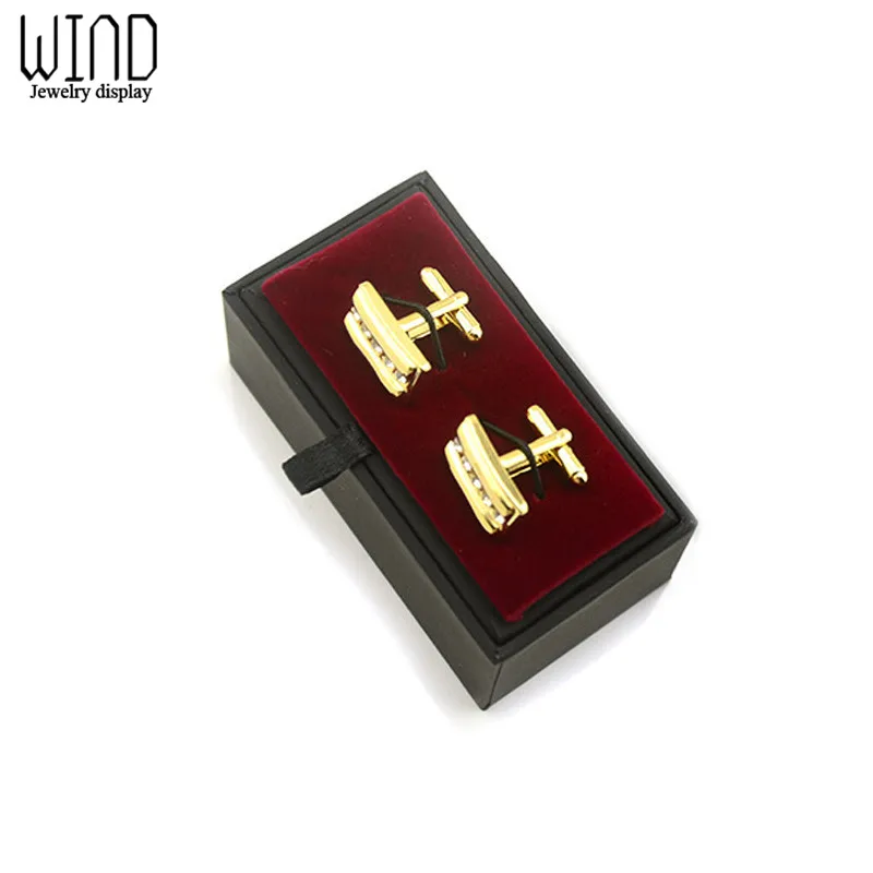 Black Paperboard & Velvet Cufflinks Tie Clips Box Quality Men's ...