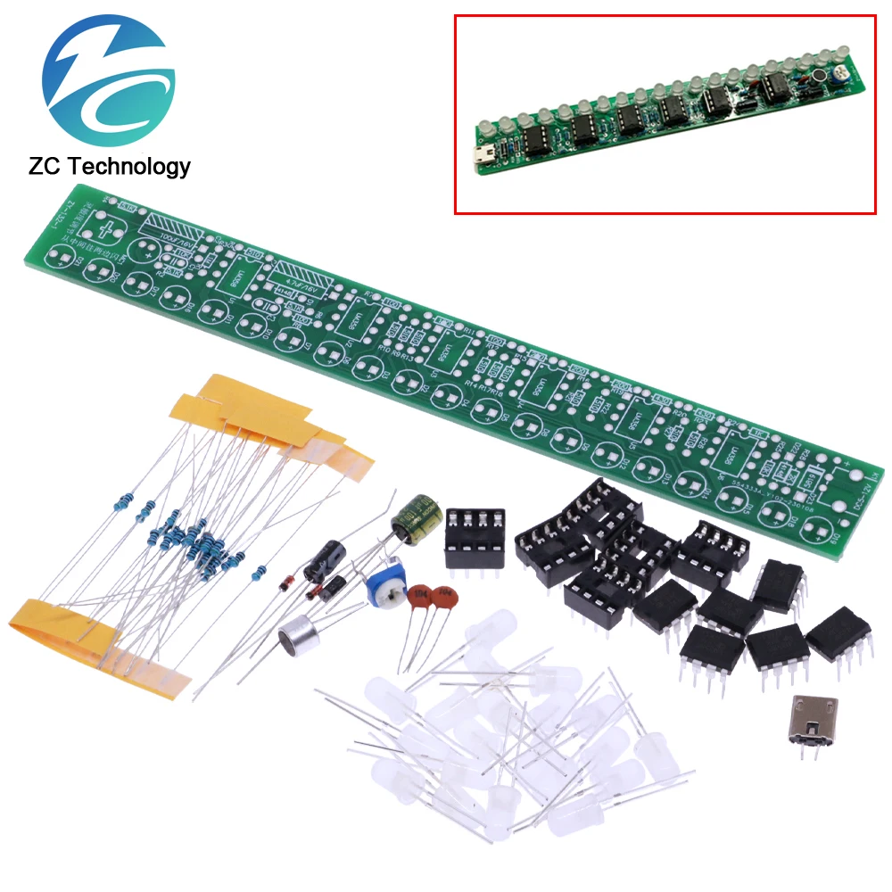 USB audio spectrum lamp kit LED car volume level indicator music audio ...