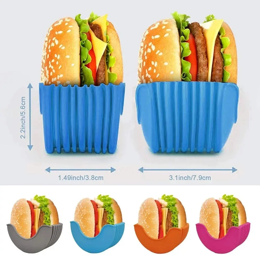 4PCS-PACK-Silicone-Hamburger-Holder-Reusable-Burger-Shelf-Tools-Fixed ...