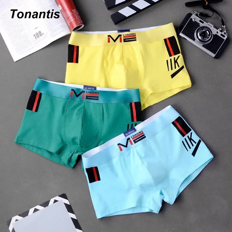 3Pcs/Set Men's Boxers Personality Youth Cotton Men Underpants Korean ...