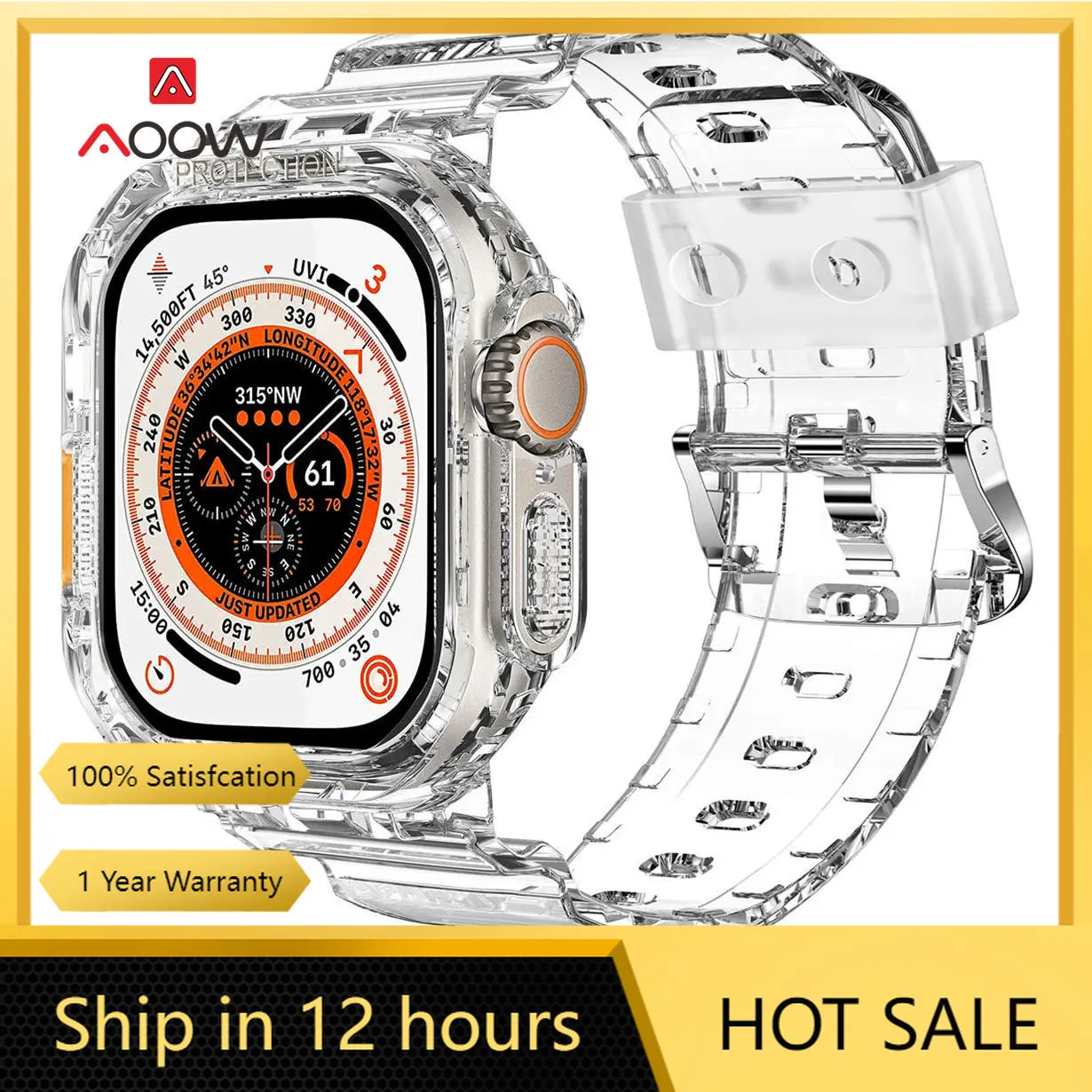Transparent Strap for Apple Watch iwatch Ultra 8 7 6 5 49mm 40mm 41mm ...
