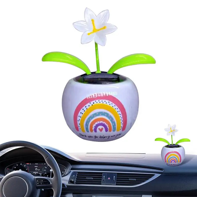 Desk Decor Moving Solar Dancing Flower Dashboard Ornament - Swinging ...