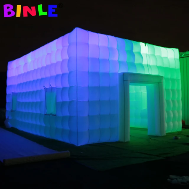 Magic Illuminated Wedding White Inflatable Cube Tent With Led Lighting ...