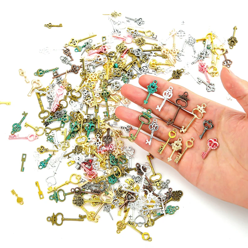 20pcs 10 colors Multiple styles randomly mixed key Charms for Bracelet ...