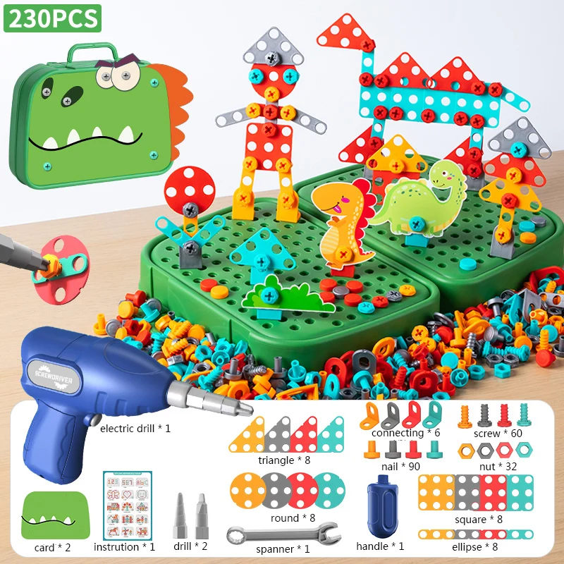 230pcs-228pcs-Children-DIY-Tool-Toys-Set-Electric-Drill-Screw-Nuts-3D ...