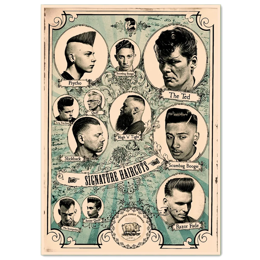 SIGNATURE HAIRCUTS Posters and Prints Wall Hanging Painting Vintage ...