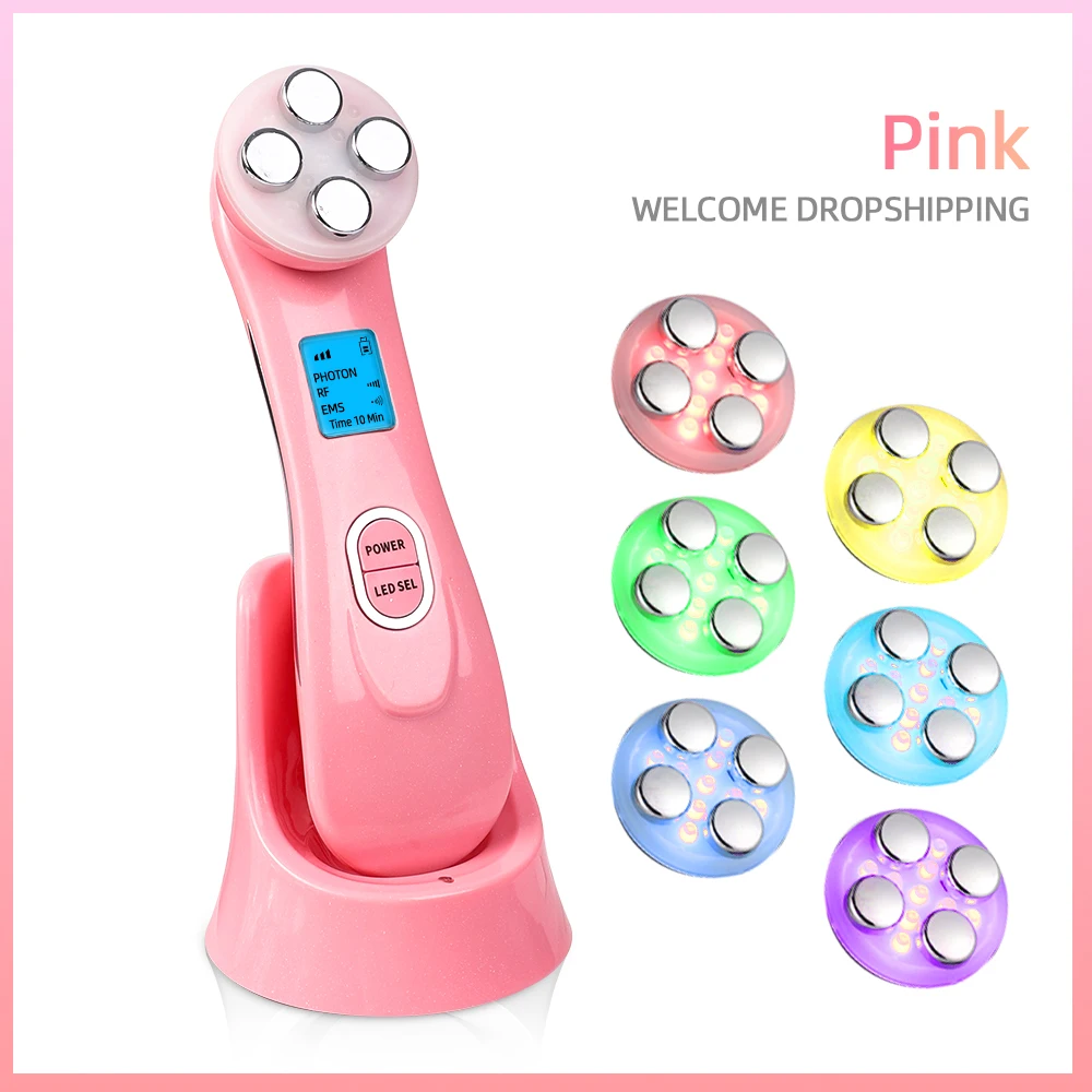 Ems 및 Rf 무선 주파수 Led 광자 스킨 케어 리프팅 주름 제거 미용 기계 페이셜 메조테라피 전기천공