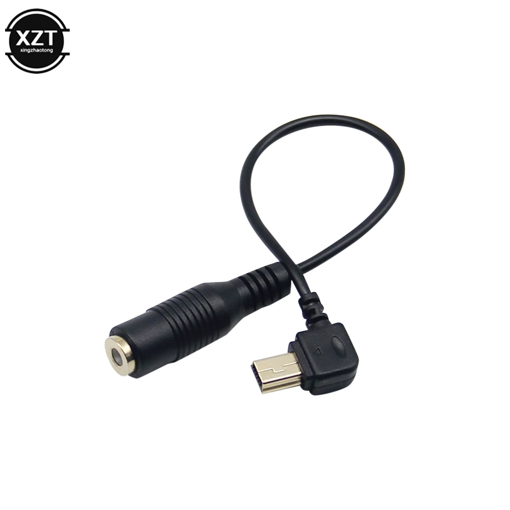 90 Angled Mini USB 5 pin Male to 3.5mm Female Jack AUX Audio Adapter ...