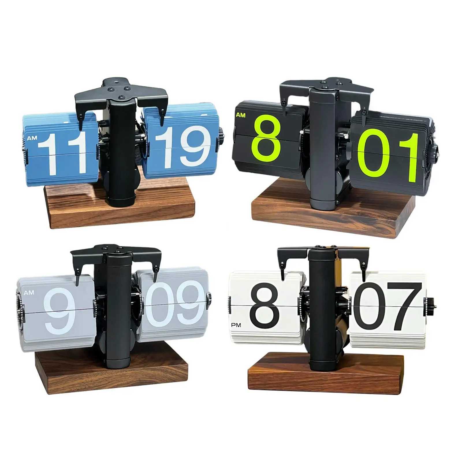 Auto-Flip-Clock-with-Wood-Stand-Large-Number-Display-Flip-Desk-Clock ...