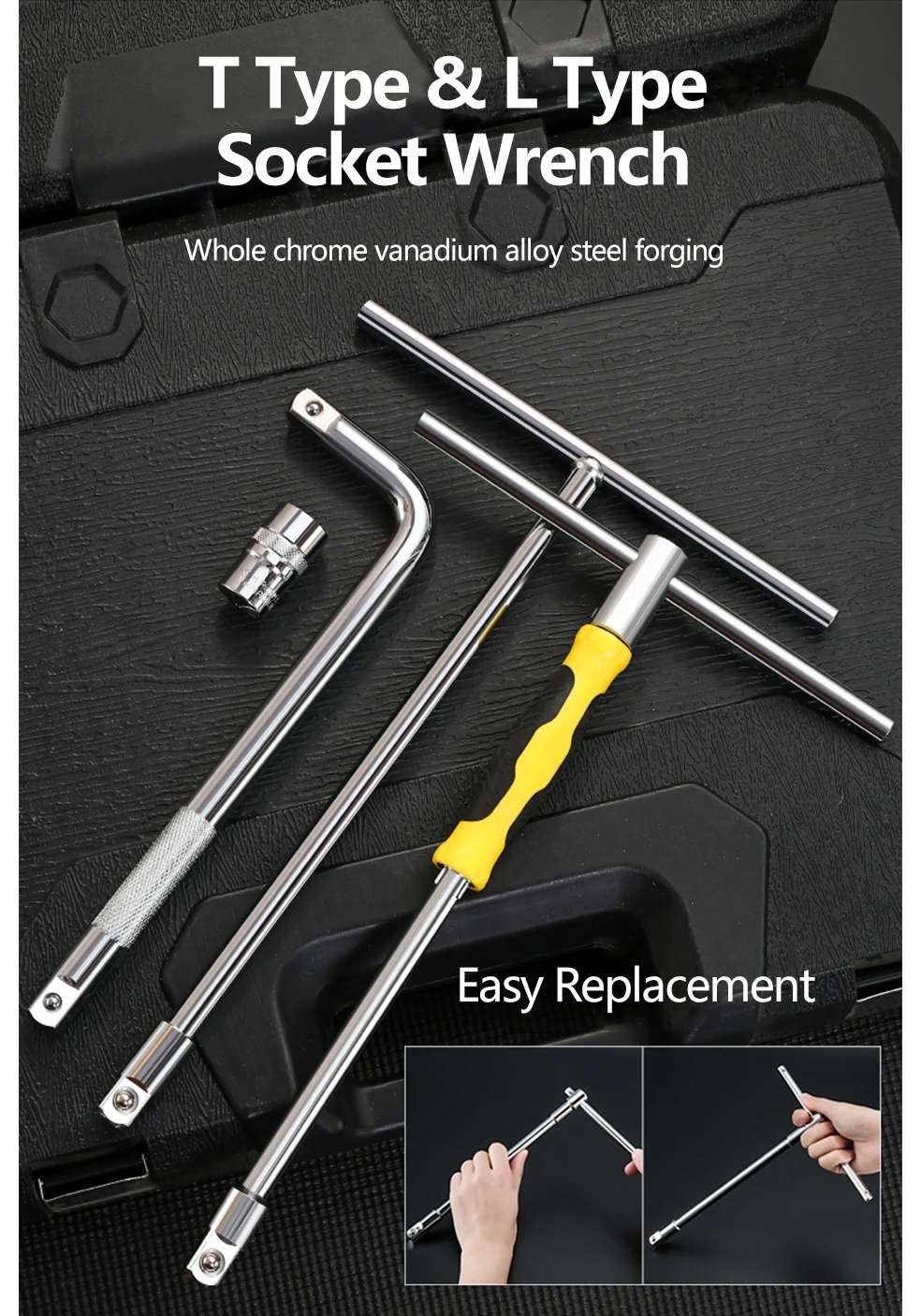 Cle a cliquet,Jeu de têtes de clé à douille hexagonale pour cliquet, 1 ...