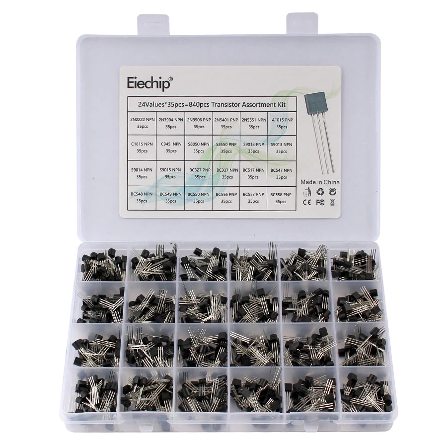 200 900Pcs 92 Transistor Kit Assortiment Box BC547 BC327 BC337 2N2222 ...