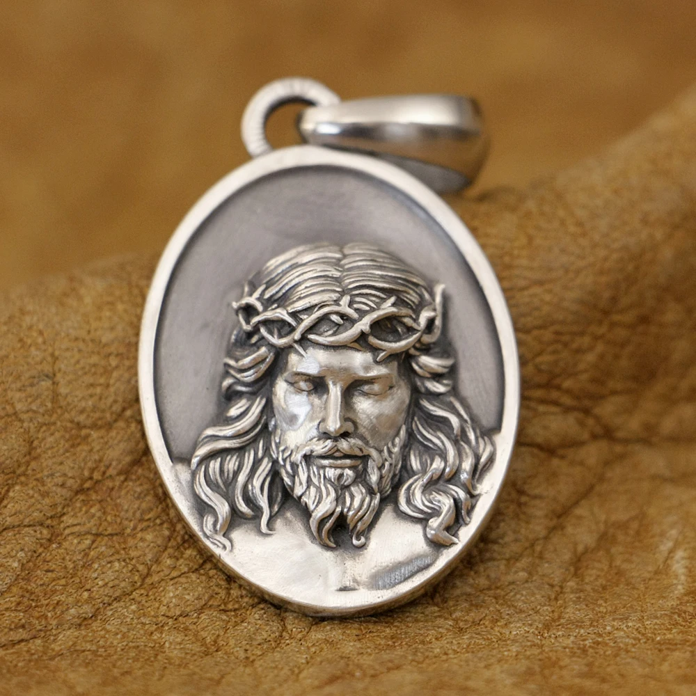 925-Sterling-Silver-Suffering-Jesus-Christ-Pendant-Charms-Belief ...