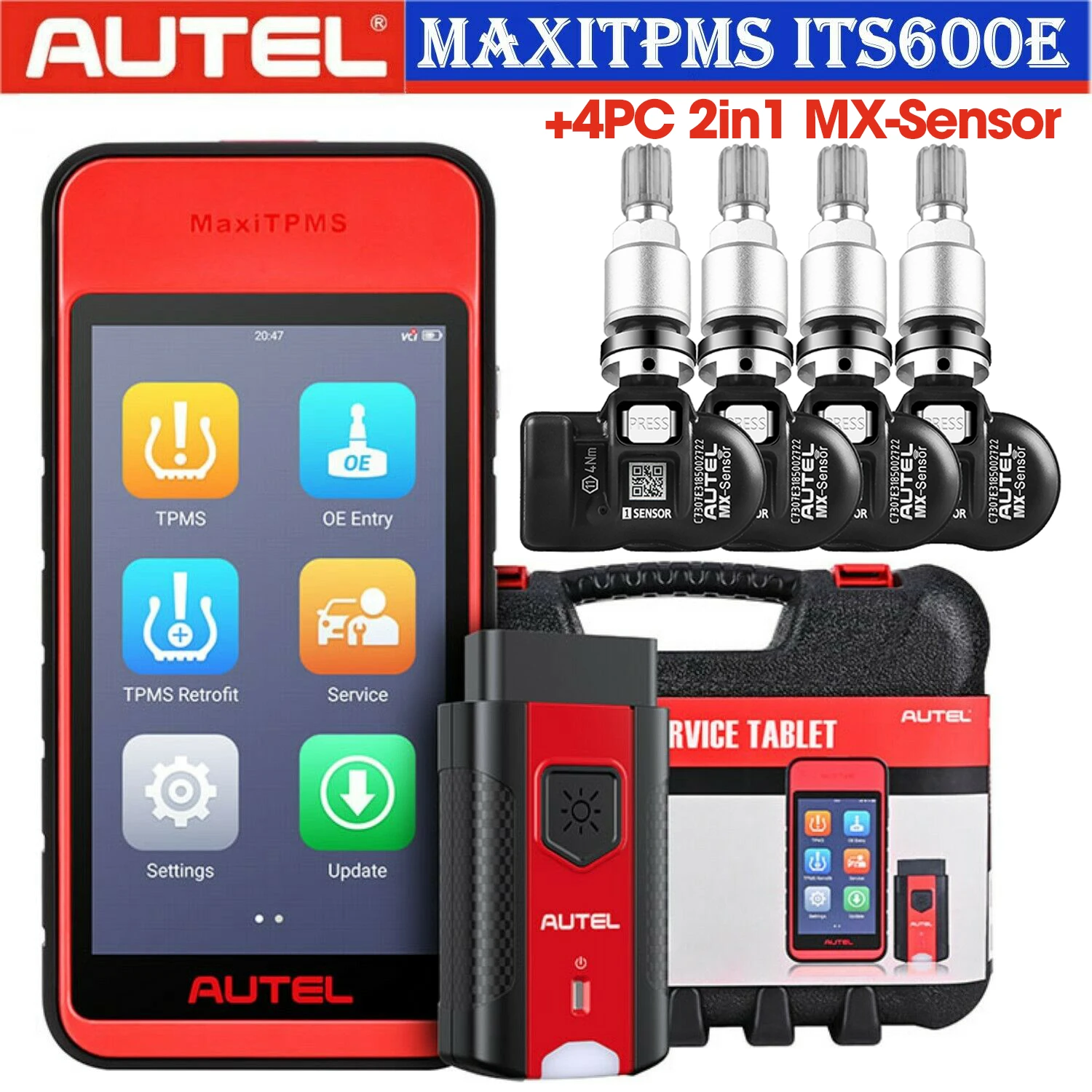 Autel maxitpms its600e + 4 sensores tpms diagnóstico ferramenta de ...
