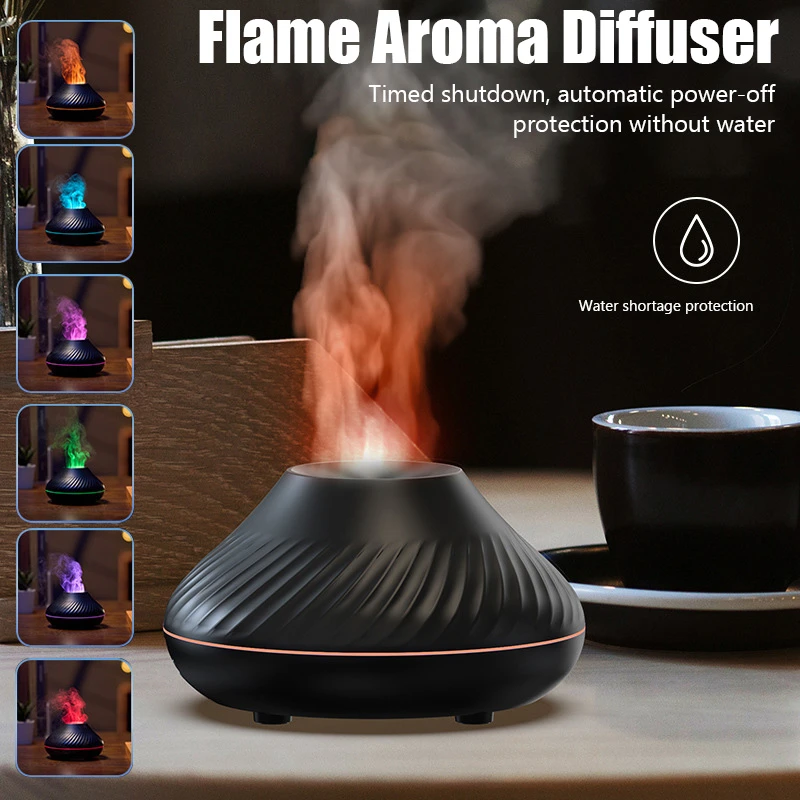 Flame Aroma Diffuser Air Humidifier Home Ultrasonic Mist Maker Fogger Essential Oil Difusor With ...