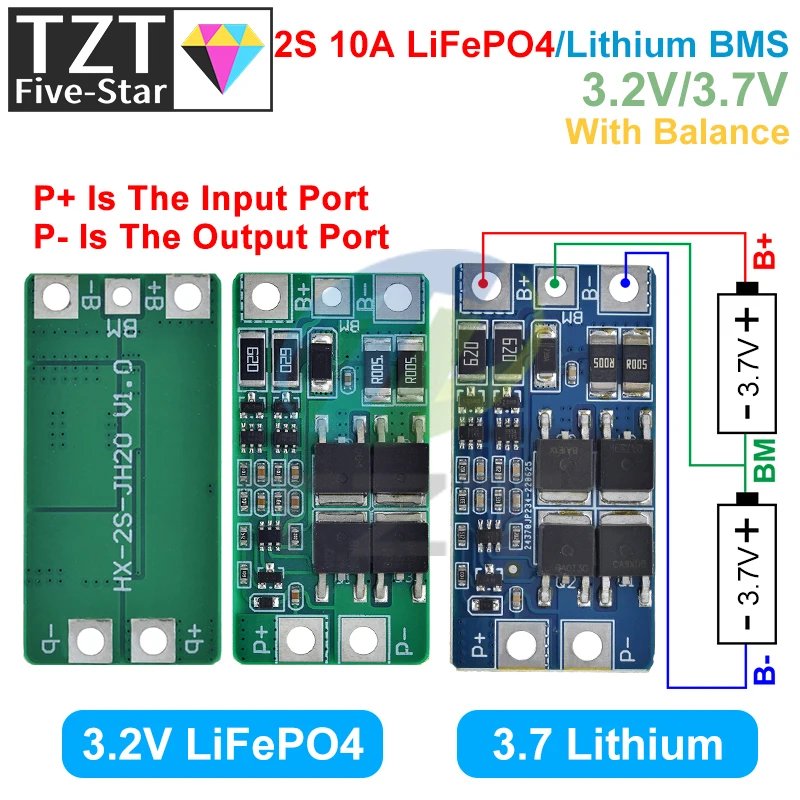 TZT-BMS-2S-3-2V-3-7V-10A-LiFePO4-Lithium-Battery-Charge-Protection ...