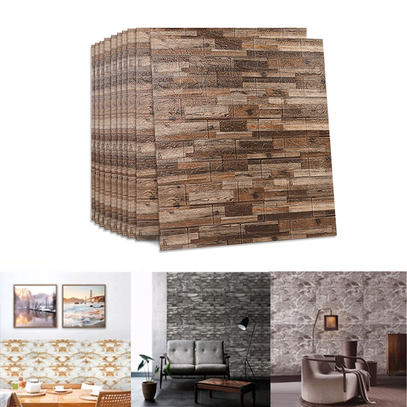 10pcs 3d Wallpaper Diy Brick Wall Sticker For Living Room Bedroom Tv ...