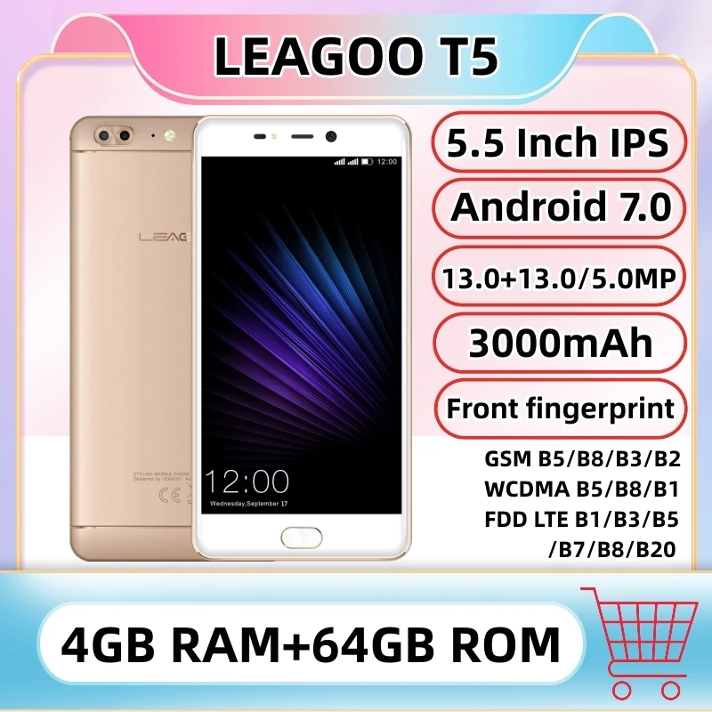 LEAGOO T5 4G Mobile Phones 4GB RAM 64GB ROM Android 7.0 Octa Core ...