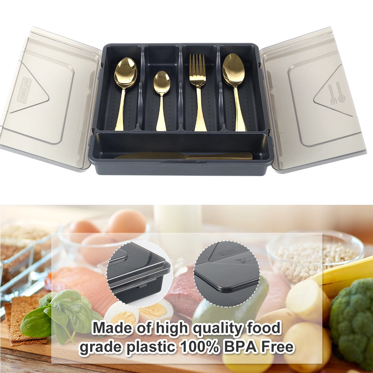 Kitchen Cutlery Storage Silverware Drawers Organiser Portable Cutlery ...
