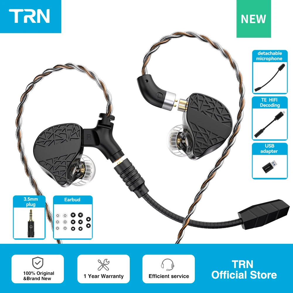 TRN Mars Hifi In-Ear Earphone Triple Hybrid 1DD + 1BA + 1Vibration ...