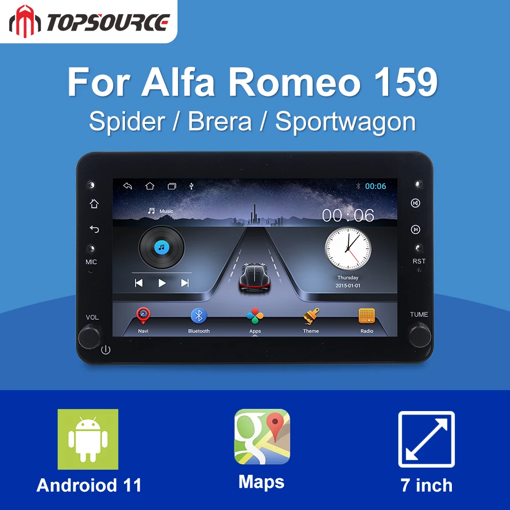 TOPSOURCE For ALFA ROMEO 159 Spider Brera Sportwagon Car Radio 7" 2G+32G 4G+64G 6G+128G WiFi+4G ...