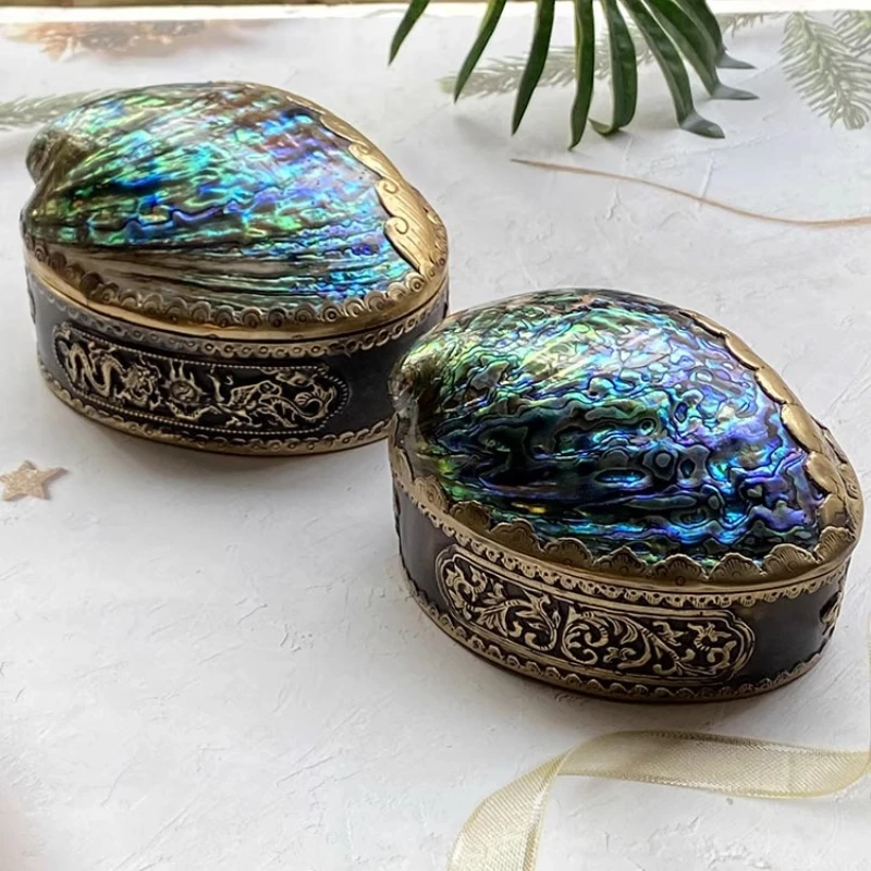 Natural Abalone Shell Storage Box Exquisite Wealth Craft Creative Photo ...