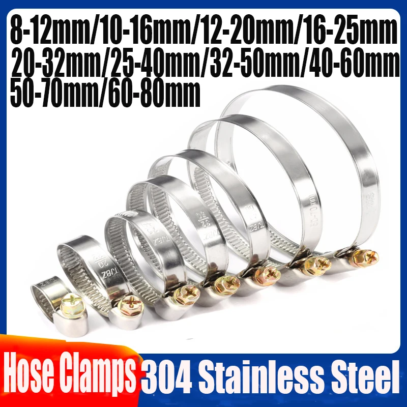 High-Quality-5PCS-Pipe-Clamps-Stainless-Steel-Hose-Clips-Fuel-Hose-Pipe ...