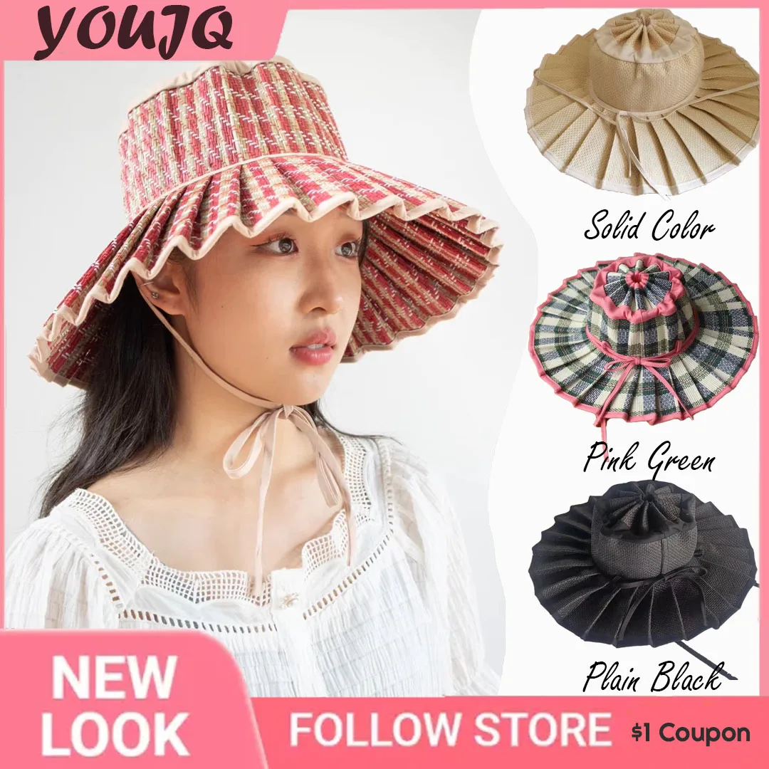 S-XL-Parent-Child-Summer-Foldable-Pleated-Sun-Hats-for-Women-Casual ...