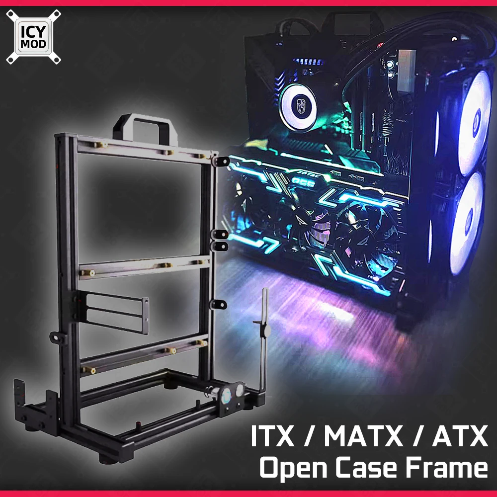 Aluminum-Fully-Open-Chassis-Frame-Supports-ITX-MATX-ATX-Vertical-Shell ...