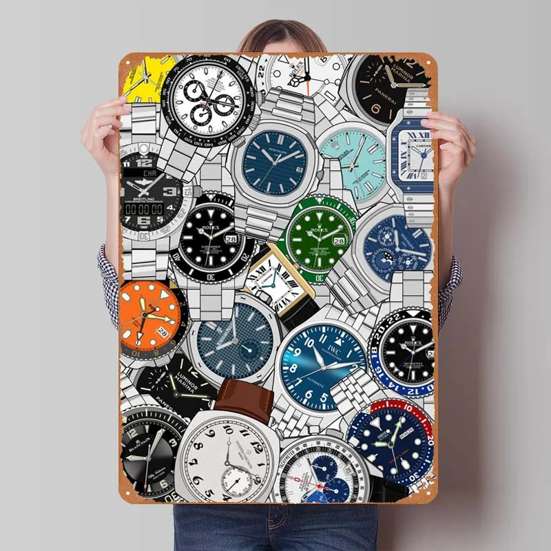 Cartel-de-relojes-de-lujo-al-azar-placas-de-esta-o-de-dekoraci-n-arte ...