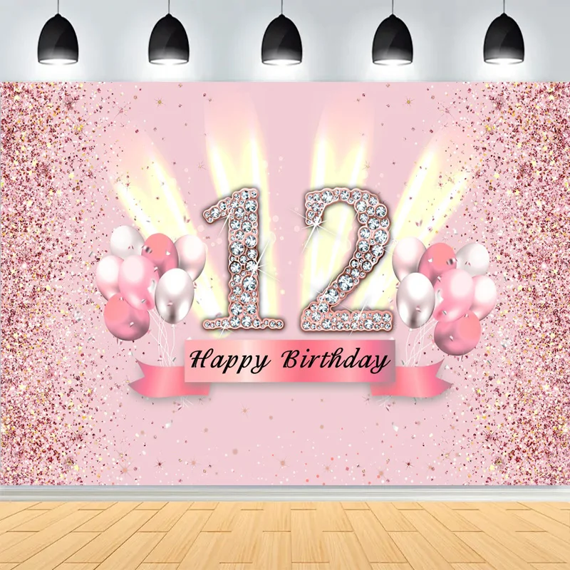 Happy 12 Birthday Girl Bat Mitzvah Photography Backdrops 12th Old Party ...