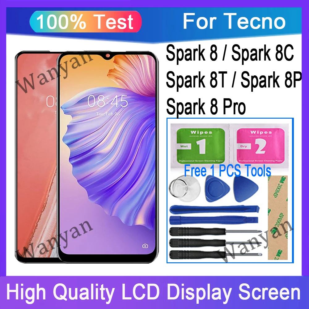 Original For Tecno Spark 8 8T 8P 8C 8 Pro LCD Display Touch Screen ...