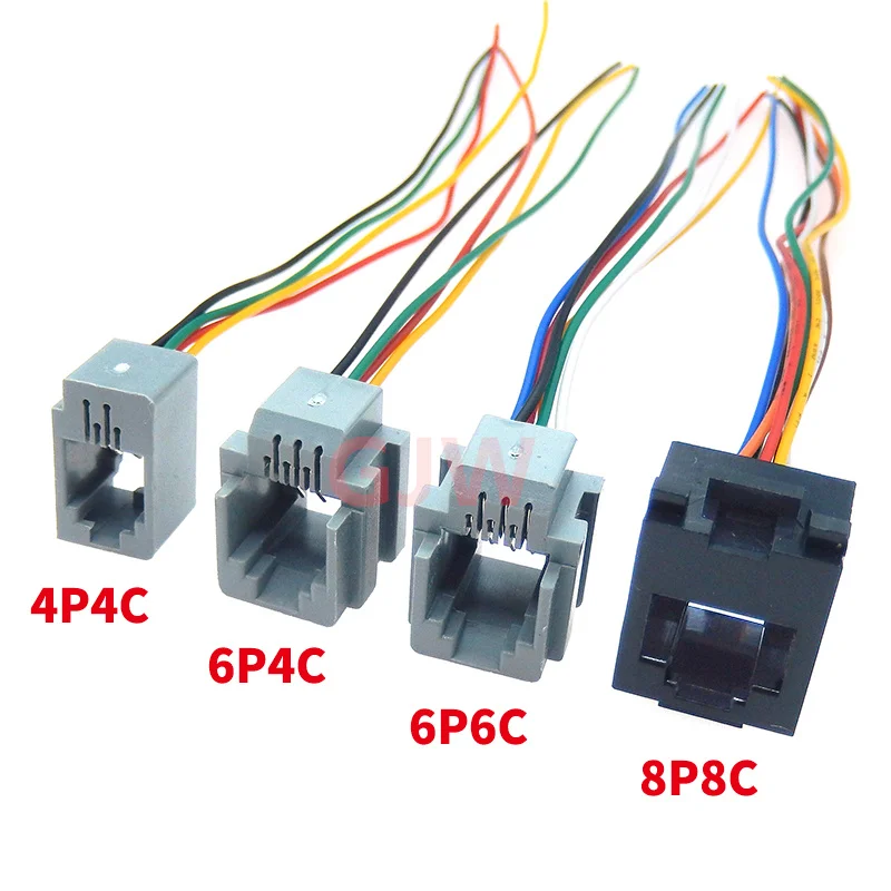 10PCS-RJ11-RJ12-RJ45-telephone-FEMALE-SOCKET-connector-with-wire-4P4C ...